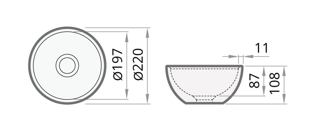 Fontijn waskom Do Solid surface mat wit 22cm rond